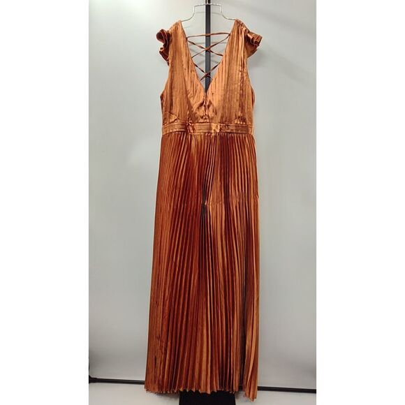 Lulus | Dresses | Lulus Exceptional Drama Rust Orange Satin Laceup ...